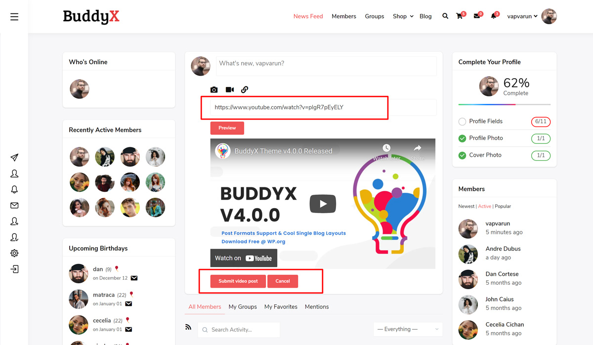 Activity Plus Reloaded for BuddyPress - BuddyX Theme