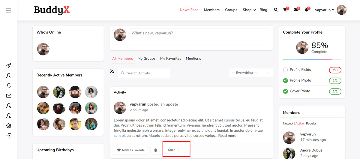 BuddyPress Lock Unlock Activity - BuddyX Theme