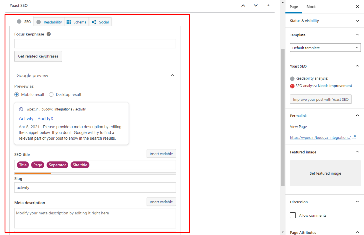 Yoast SEO - BuddyX Theme