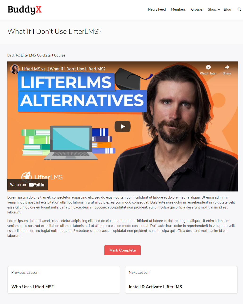 LifterLMS - BuddyX Theme