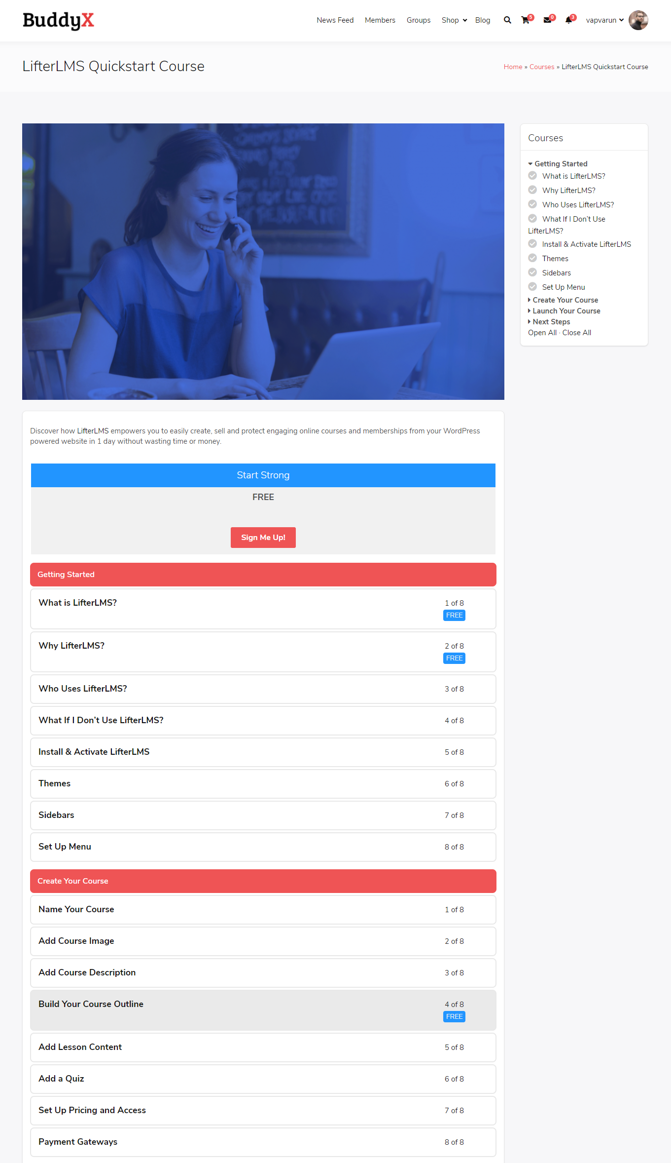 LifterLMS - BuddyX Theme