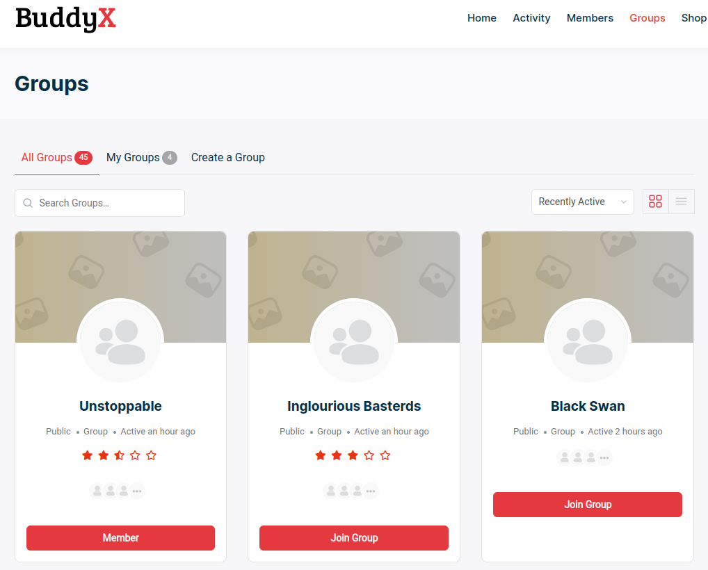 How to List Groups by Ratings in BuddyPress or BuddyBoss - BuddyX Theme ...