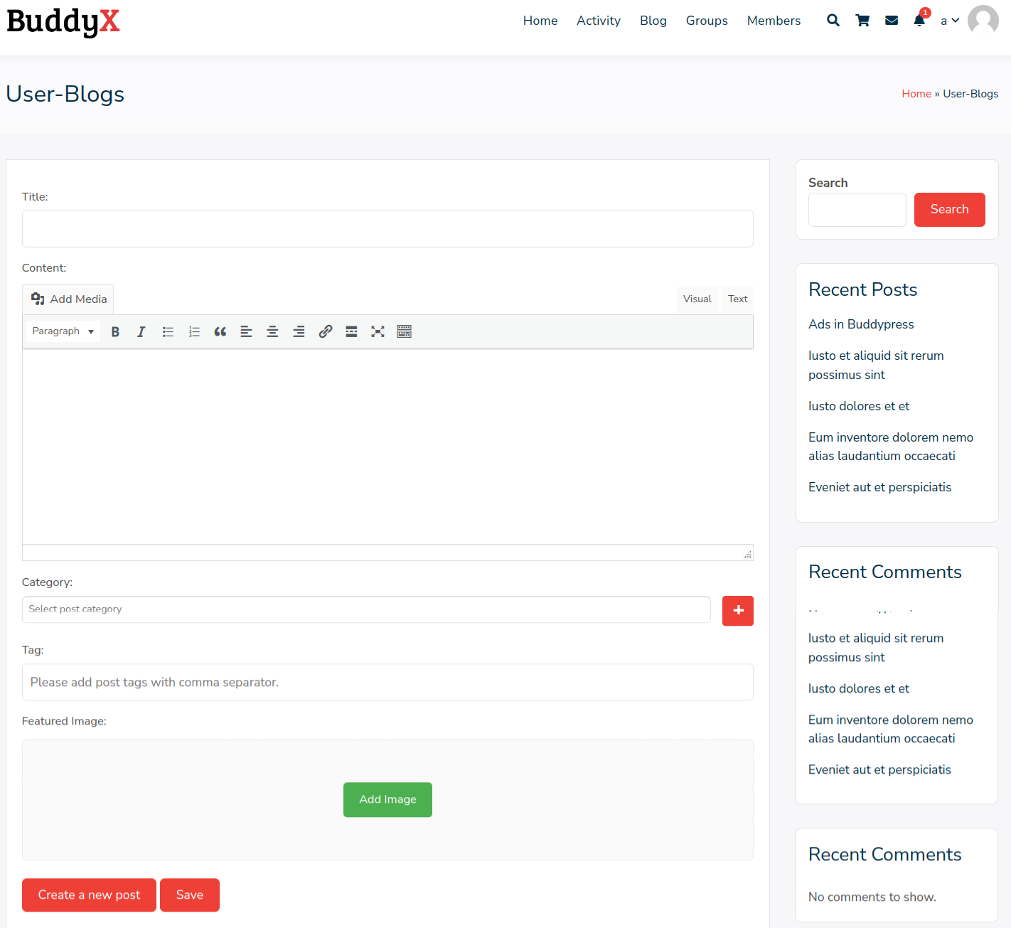 How to Create and Manage User Blogs in BuddyPress - BuddyX Theme